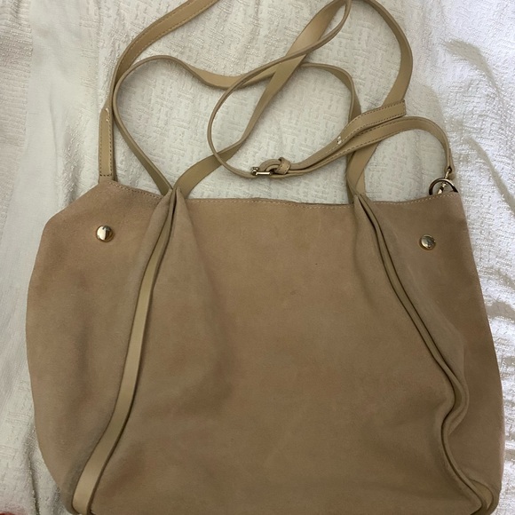 Zara | Bags | Zara Tan Shoulder Bag With Gold Hardware And Minimalist ...